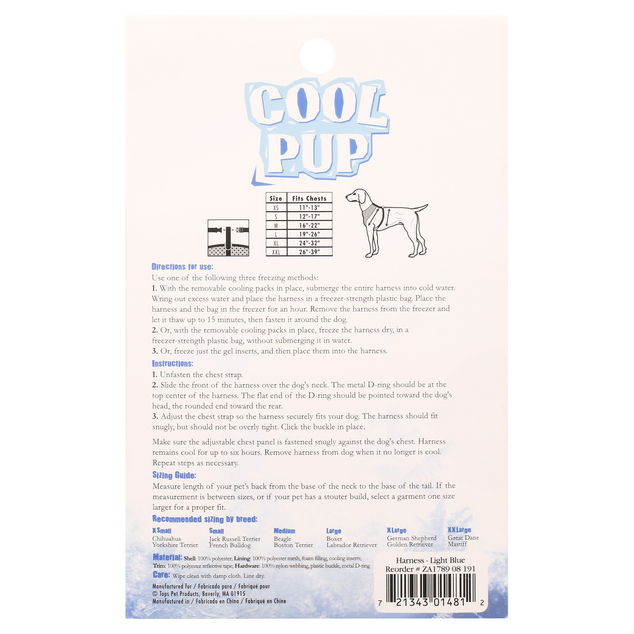 Cool Pup ZA1789 24 191 Extra-Large Light-Blue Reflective Harness at ...