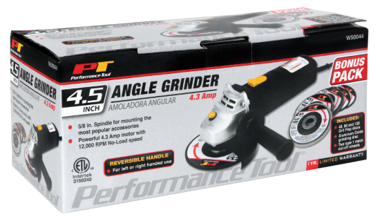 PT® Performance Tool W50044 4-1/2-Inch Corded Angle Grinder at Sutherlands