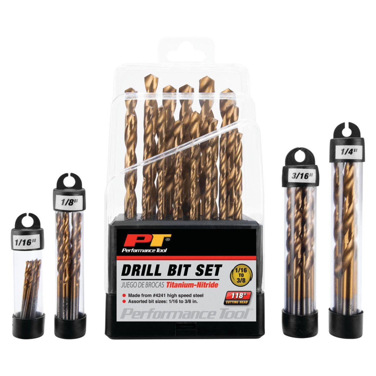 PT® Performance Tool W9012 Titanium Drill Bit Set 63-Piece at Sutherlands