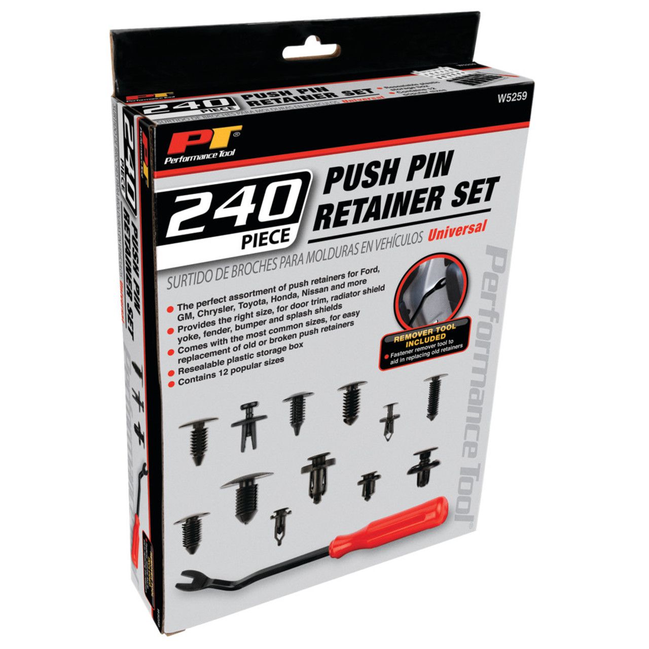 PT® Performance Tool W5259 Push Pin Retainer Assortment 240-Piece at ...