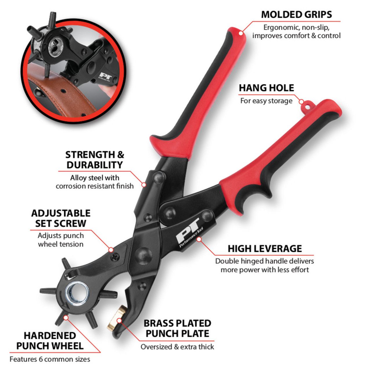 PT® Performance Tool W7554 Revolving Leather Hole Punch Pliers at ...
