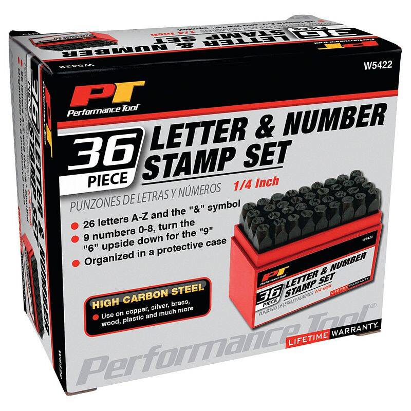 PT® Performance Tool W5422 1/4-Inch Steel Letter And Number Stamp Set ...
