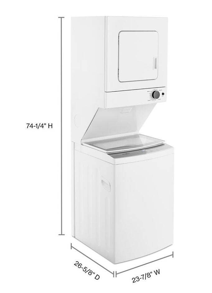 Whirlpool WET4124HW 1.6 Cu. Ft. White Electric Stacked Laundry Center ...