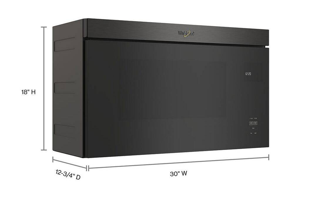 Whirlpool® WMMF5930PV 1.1-Cu. Ft. Black Stainless Flush Mount Microwave ...