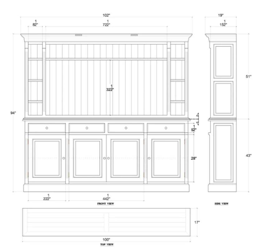 Bramble 25768 BHD Hudson Open Media Cabinet In Black Harvest Finish at ...
