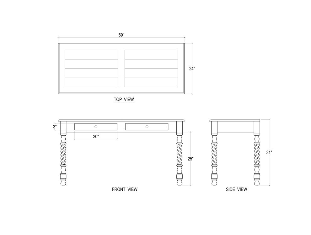 Bramble 23583 CCA Barley Twist Leg Console Desk at Sutherlands