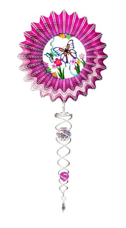 Spinfinity 721 Mini 3D Pink Butterfly Stainless Steel Wind Spinner And ...