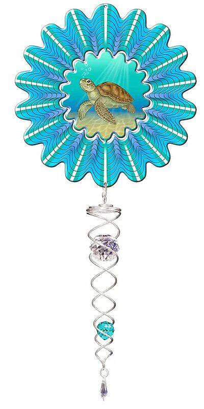 Spinfinity 790 Mini Sea Turtle Stainless Steel Wind Spinner And Crystal ...