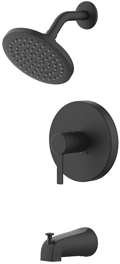 Flo Control Faucets F1A1F507BL Matte Black 1-Handle Tub & Shower Trim ...